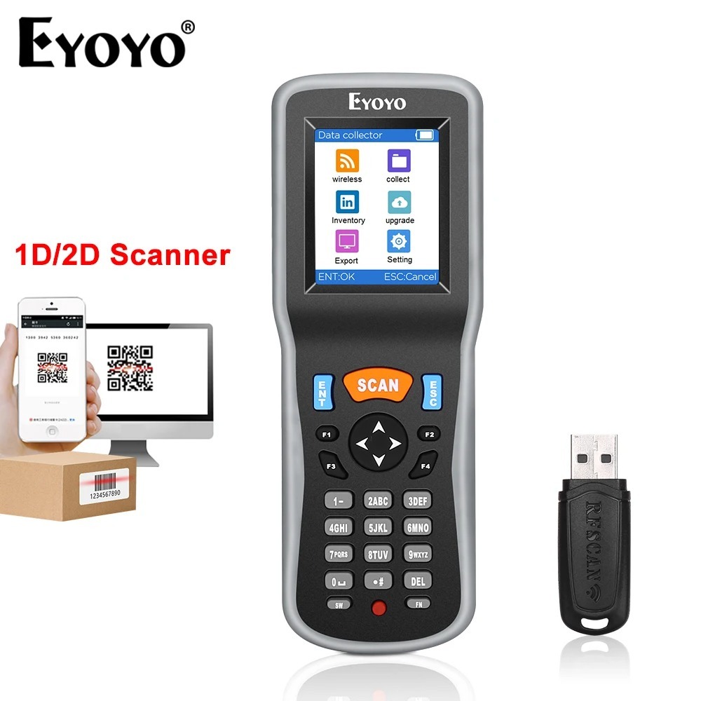 Eyoyo Handheld Data Collector Inventory Counter Scanner with USB receiver 2.2" TFT Color LCD ...