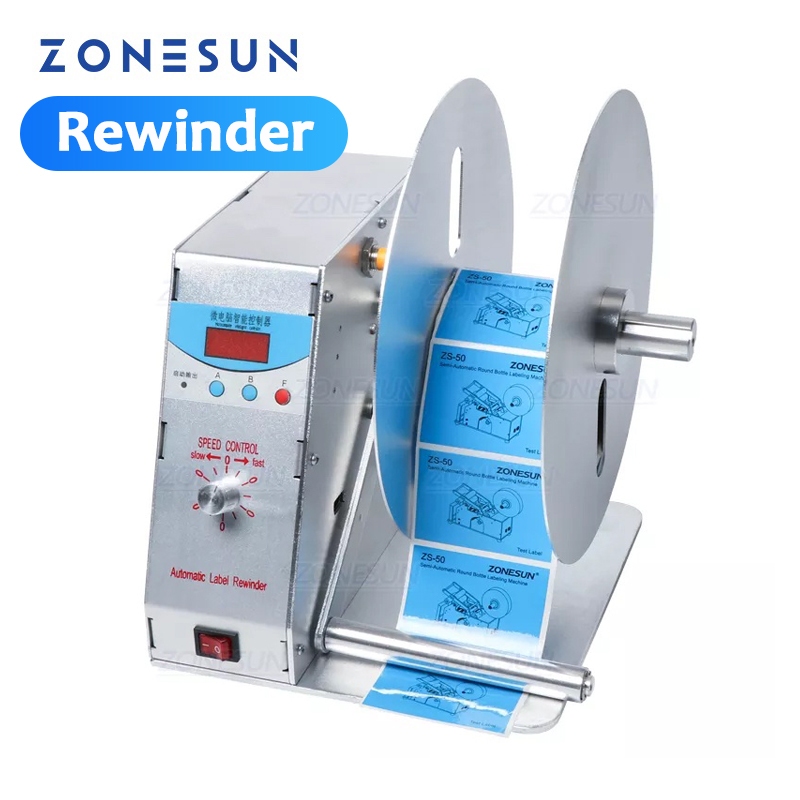 ZONESUN Automatic Label Rewinder Speed and Direction Adjustable for Wash Label Price Tag Label ...
