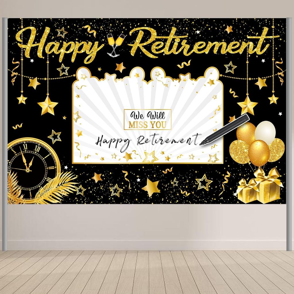 Retirement Party Decorations Giant Guest Book Happy Retirement Sign ...