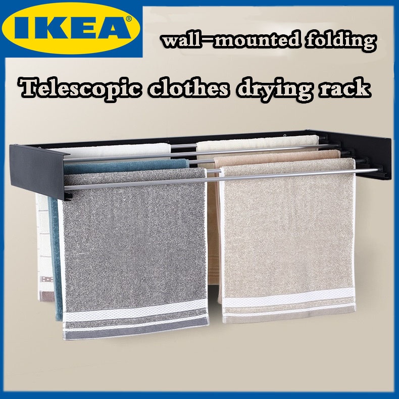 IKEA new folding clothes drying rack household hidden stainless steel ...
