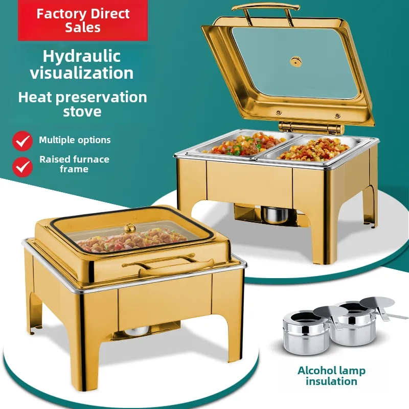 Golden Commercial Buffet Stove Clamshell Square Buffet Stove Alcohol ...