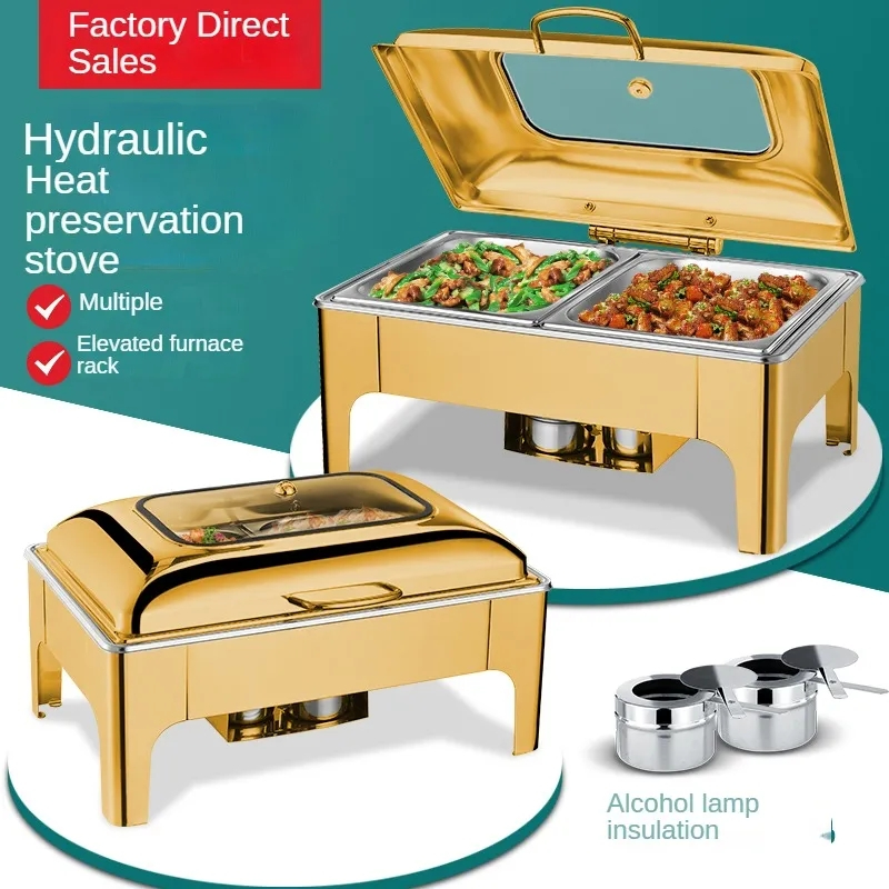 Golden Commercial Buffet Stove Clamshell Square Buffet Stove Alcohol ...