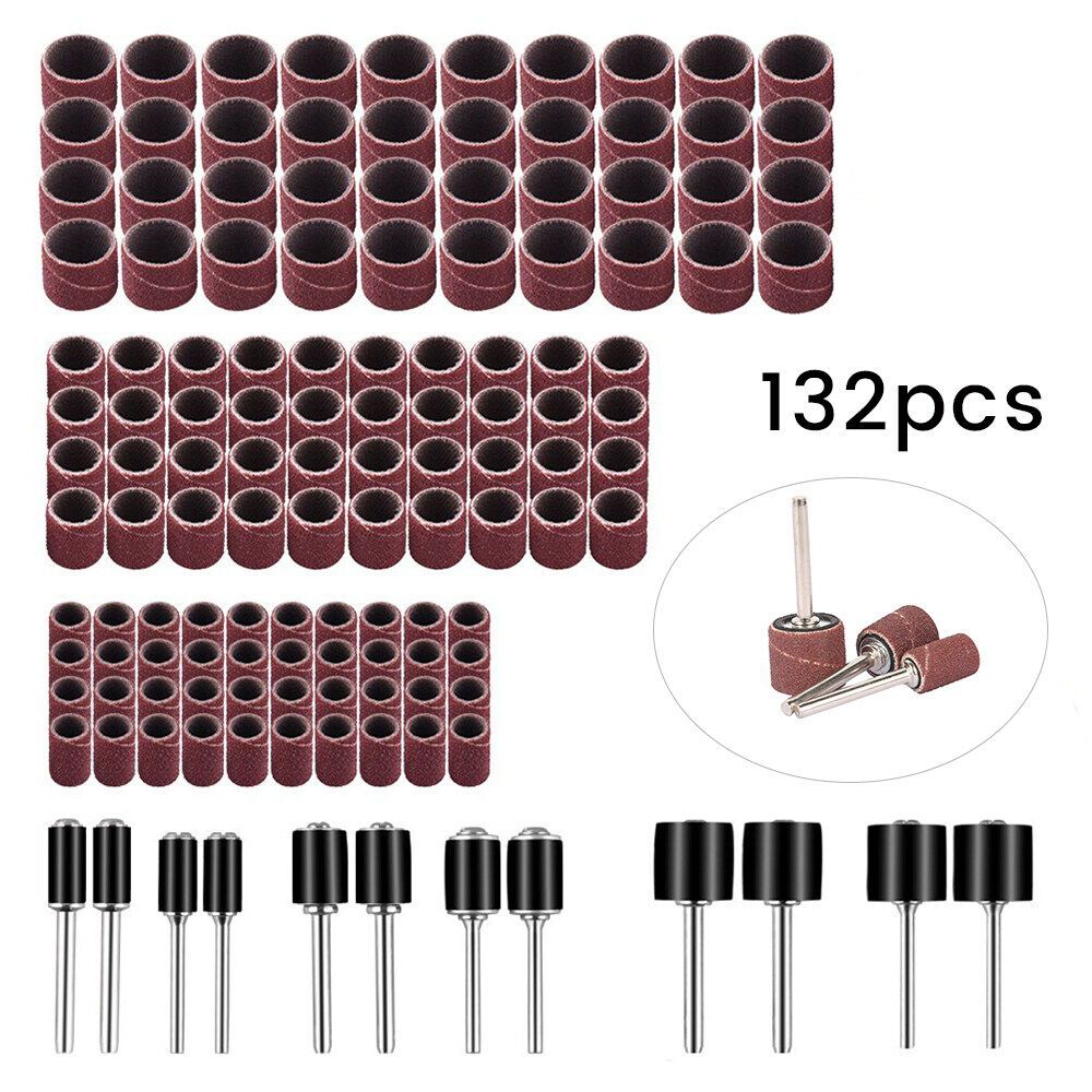 132pcs 120 Grit Sandpaper Sanding Drum with 3mm Shank Mandrels Set ...