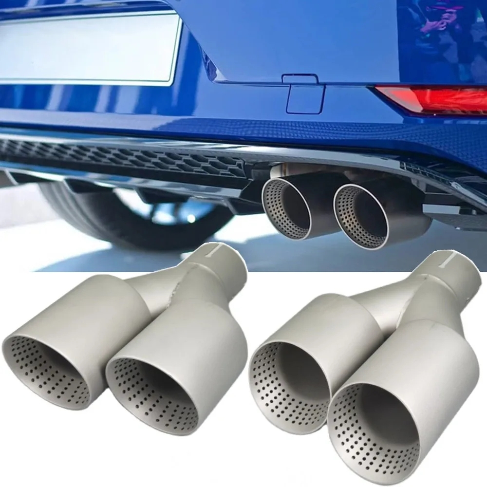 1Pcs Double Matte Stainless Steel Car Muffler Tip Exhaust Tip System ...