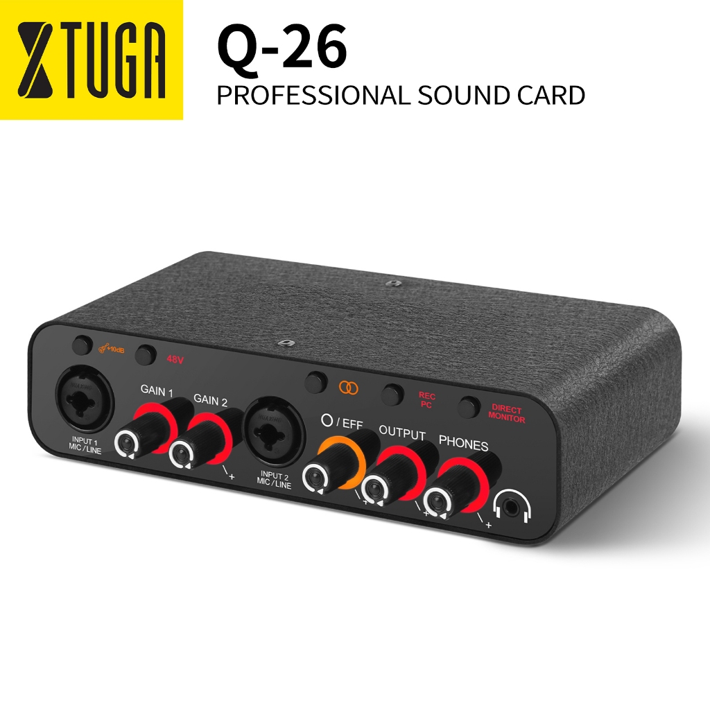 Q-26 Professional Audio Interface Stereo/Mono USB Recording Sound Card ...