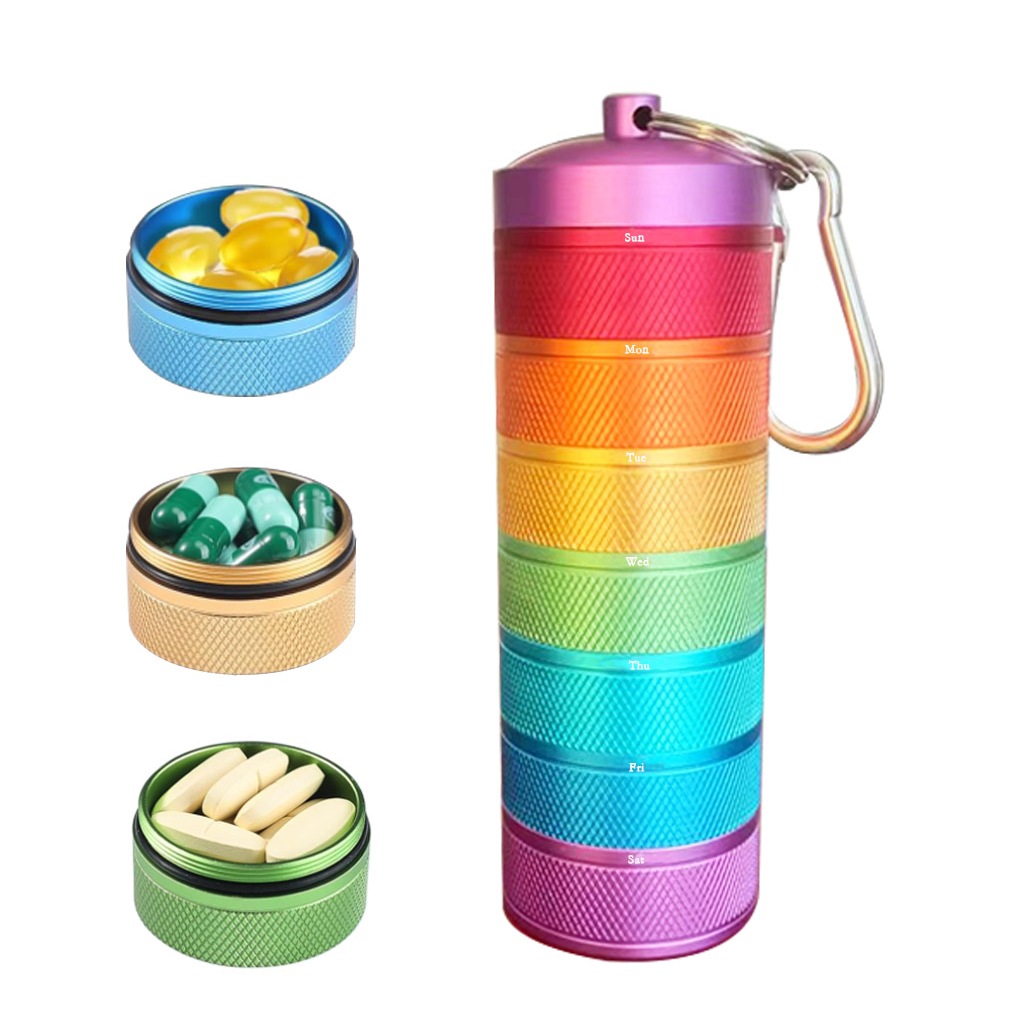 Metal Pill Organizer Travel Pill Box Medicine Organizer Portable ...
