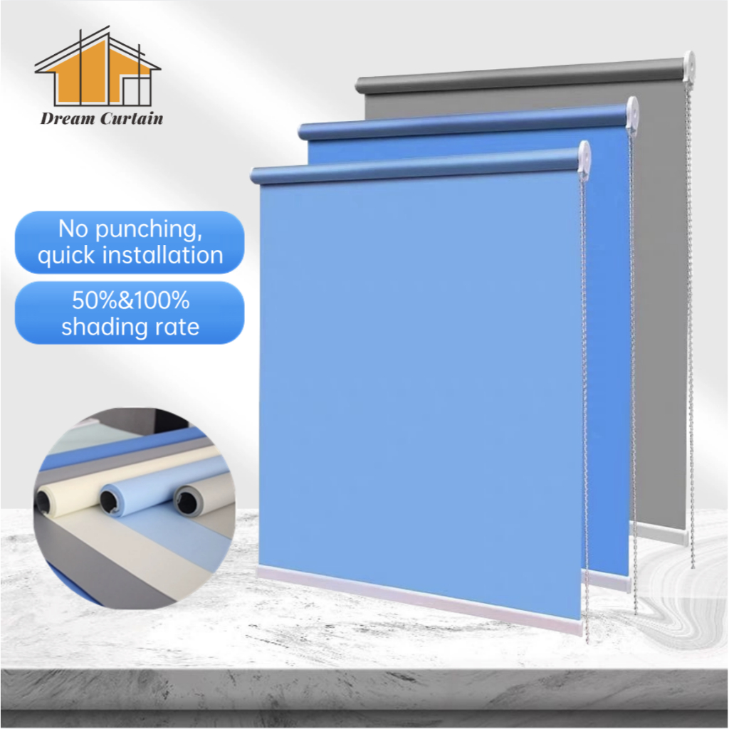 Perforation-free Curtains Sunshade Blackout Curtains Roll-Up Style High ...
