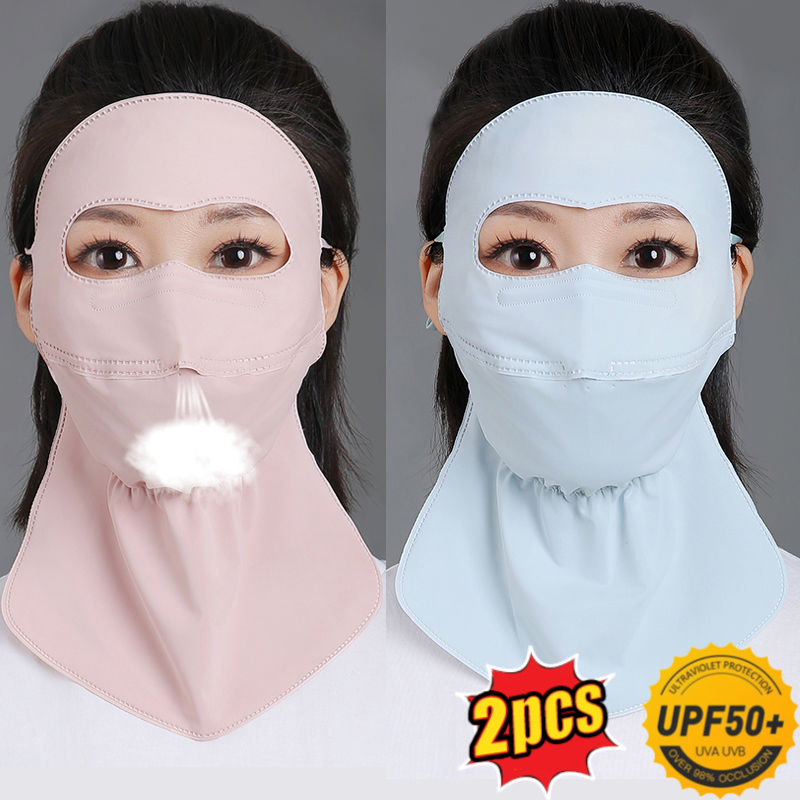 Full face sun protection mask, face covering and neck protection, one ...