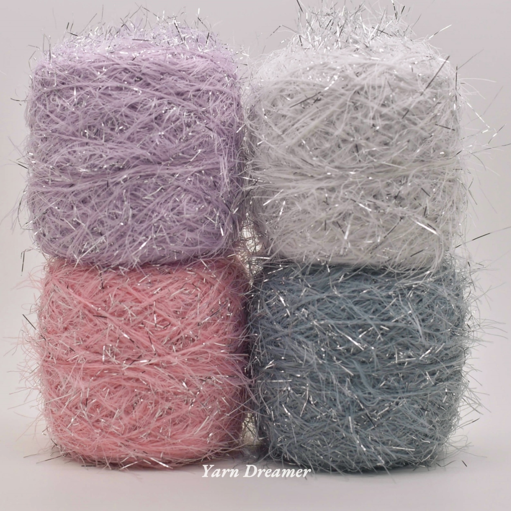 Benang kait Silver Silk Glitter Yarn Fancy Wool Yarn for Knitting DIY ...
