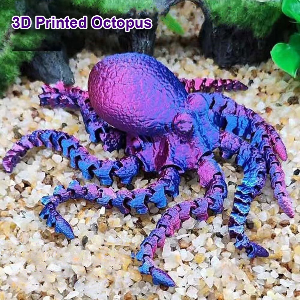 27cm 3D Printed Octopus Ornament Doll Toy Fish Tank Landscaping ...
