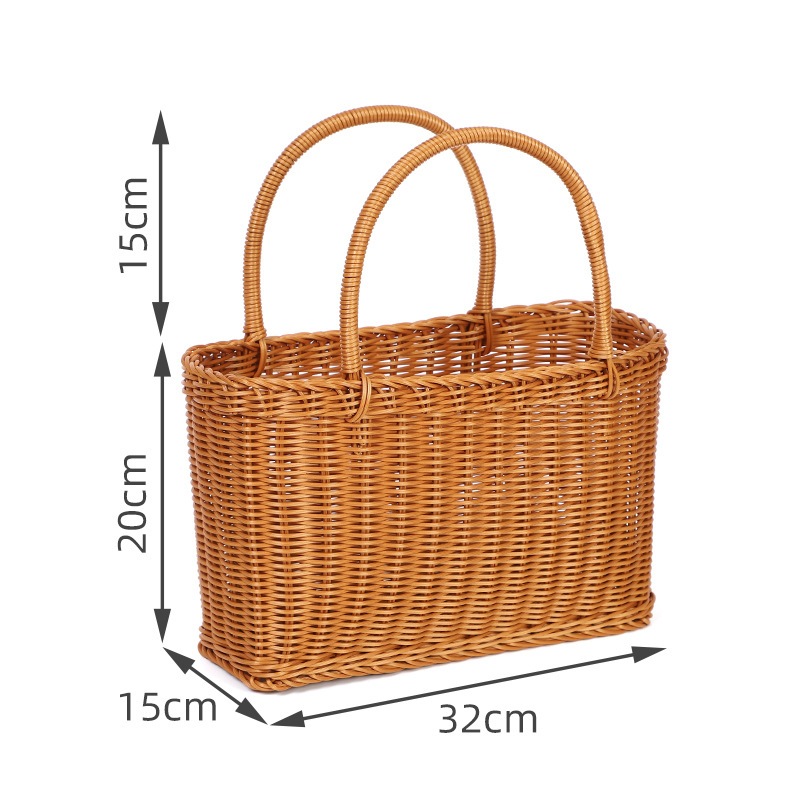 Sundries Basket with Handle Handmade Rattan Picnic Basket ...