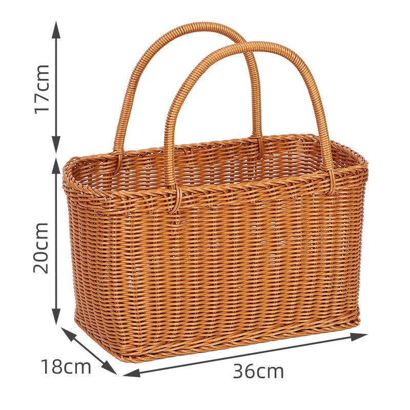 Sundries Basket with Handle Handmade Rattan Picnic Basket ...