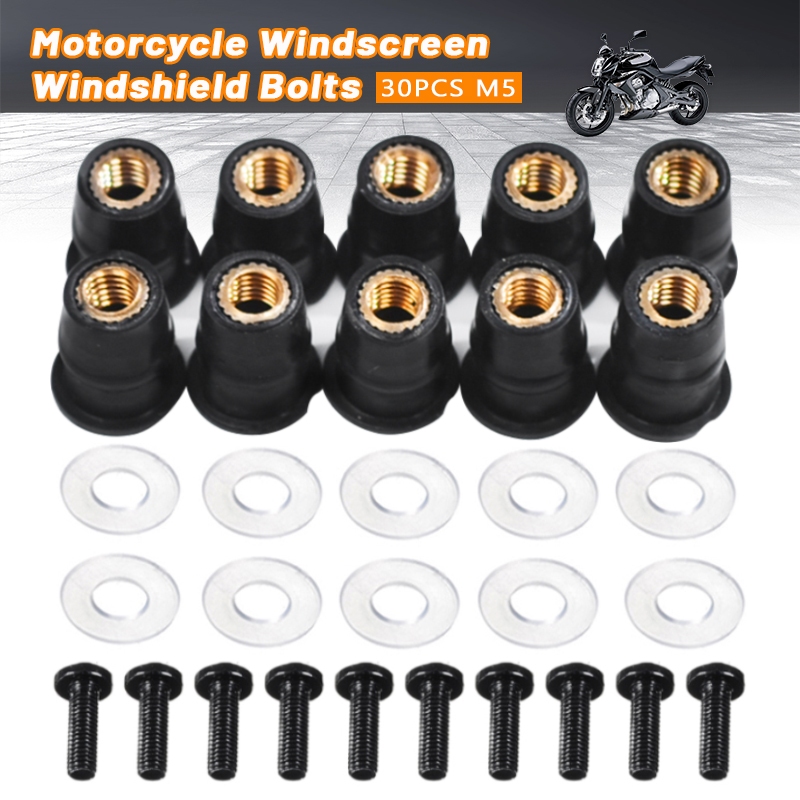 10Pcs M5 M6 Motorcycle Windscreen Windshield Bolts Screws Metric Rubber ...