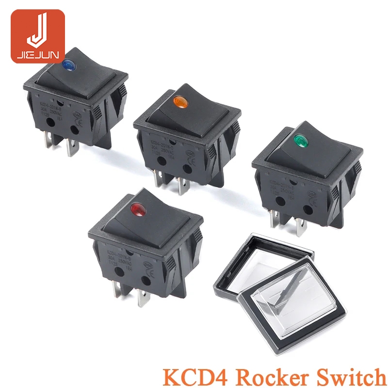 KCD4 Rocker Switch 30A 250VAC Four-Pin 4Pin Mini With light Cat-eye ...