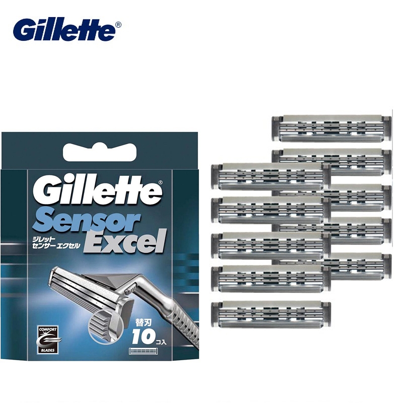Gillette Sensor Excel Men's Razor Blade Replace Heads Facial Beard ...