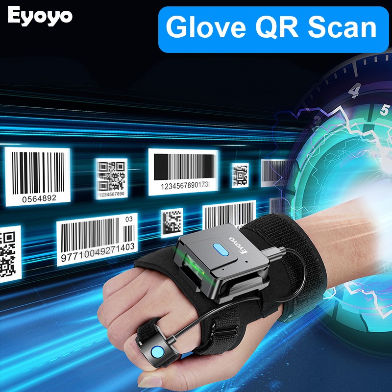 Eyoyo Finger Ring Glove Wearable 1D 2D QR Code Scanner Via Bluetooth ...