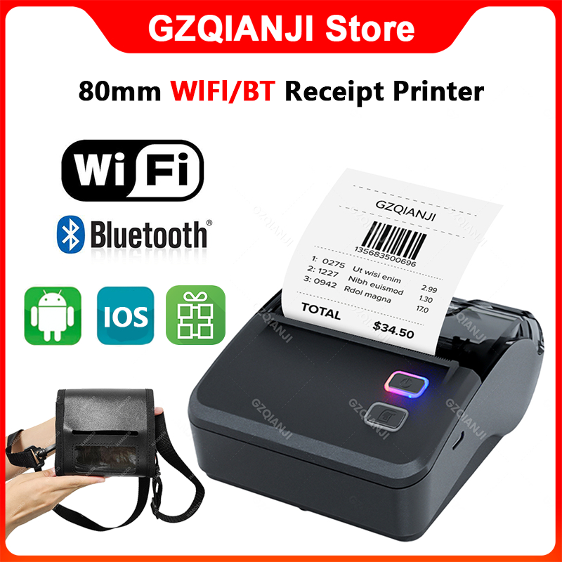 80mm Portable Mini Printer WIFI, Bluetooth, USB connectivity. Support ...