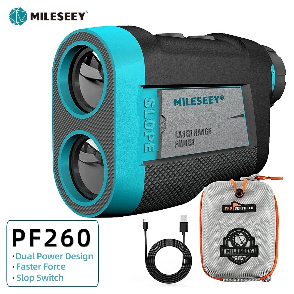 MILESEEY PF260 Rechargeable Golf Rangefinder Magnetic Telescope Slope Adjusted Flagpole Lock ...