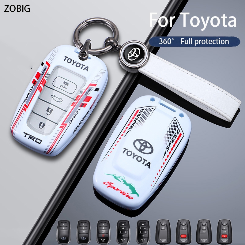 ZOBIG PC+TPU Key Fob Cover for Toyota Car Key Case Shell with Keychain ...