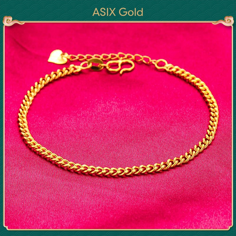 Emas 916 gelang wanita Plain Bracelet for Ladies 24K Gold Plated Korean ...
