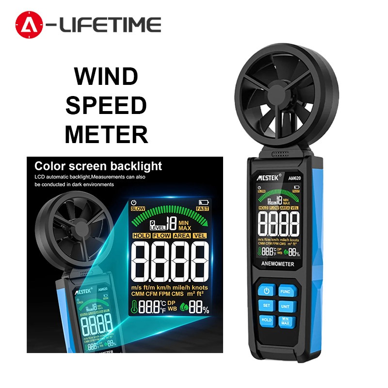 AM620 Digital Anemometer Handheld Wind Speed Meter Wind Power ...