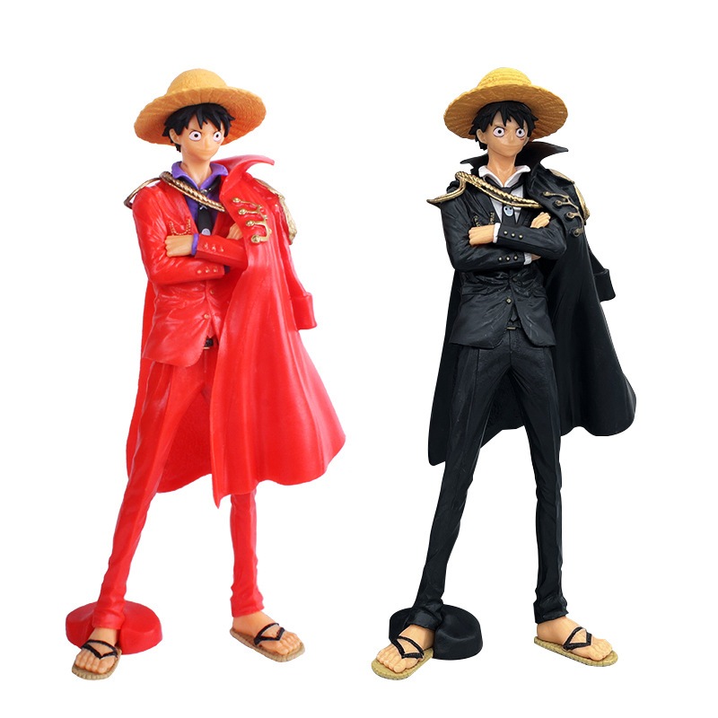 25cm One Piece Anime Figure Red Black Monkey D Luffy Standing Position ...