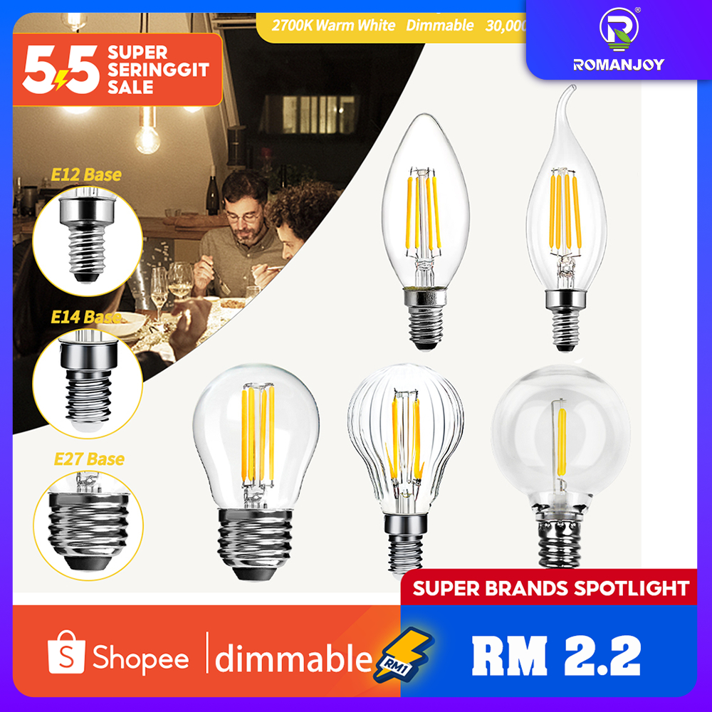 LED Edison Filament Bulbs 1/4/6/8W E12 E14 E27 LED Candle Bulb Retro Vintage Light Bulb G40 G45 ...