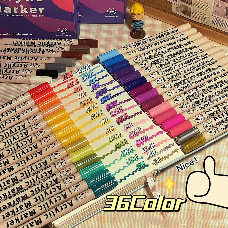 24-color Acrylic Marker Set High-quality Waterproof Ink Highlighter Pen ...