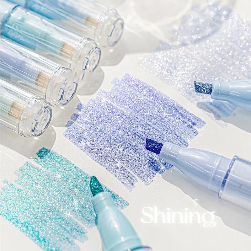 4pcs/set Cute Glitter Marker Pens Kawaii Highlighters Spot Liner Sketch ...