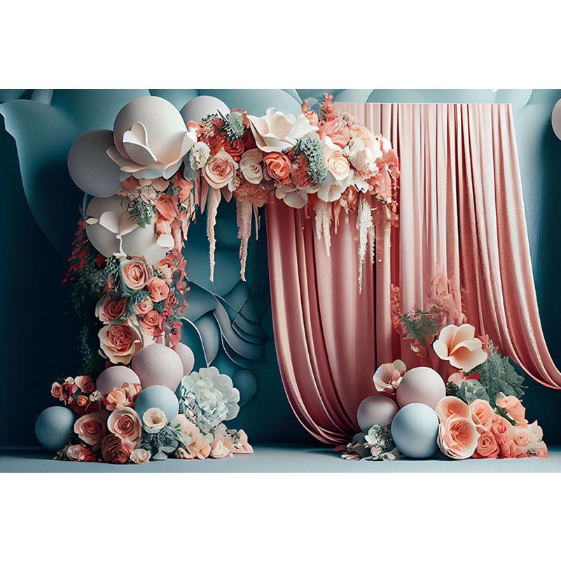 7x5ft Wedding Backdrop Retro Flower Wall Photography Background Wedding ...