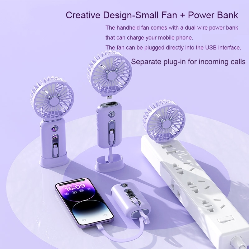 Handheld Fan Power Bank 10000mah Small Fan Portable Fan Wireless Power ...