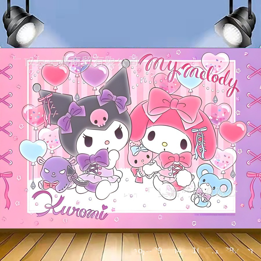 My Melody Birthday Backdrop Party Decorative Sanrio Anime Background ...