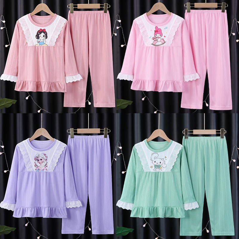 2024 Spring Autumn Children Cotton Pajama Girl Sleepwear Miniso Kawaii ...