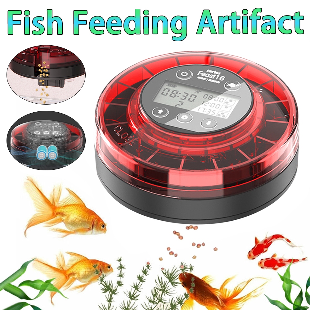 100ML Automatic Fish Feeder Fish Tank Feeder 16 Grid Intelligent Timing ...