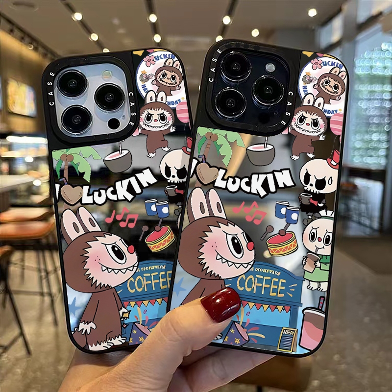 Casing iphone 11/12/13/14/15/16 Pro max Creative luckin Labubu ...