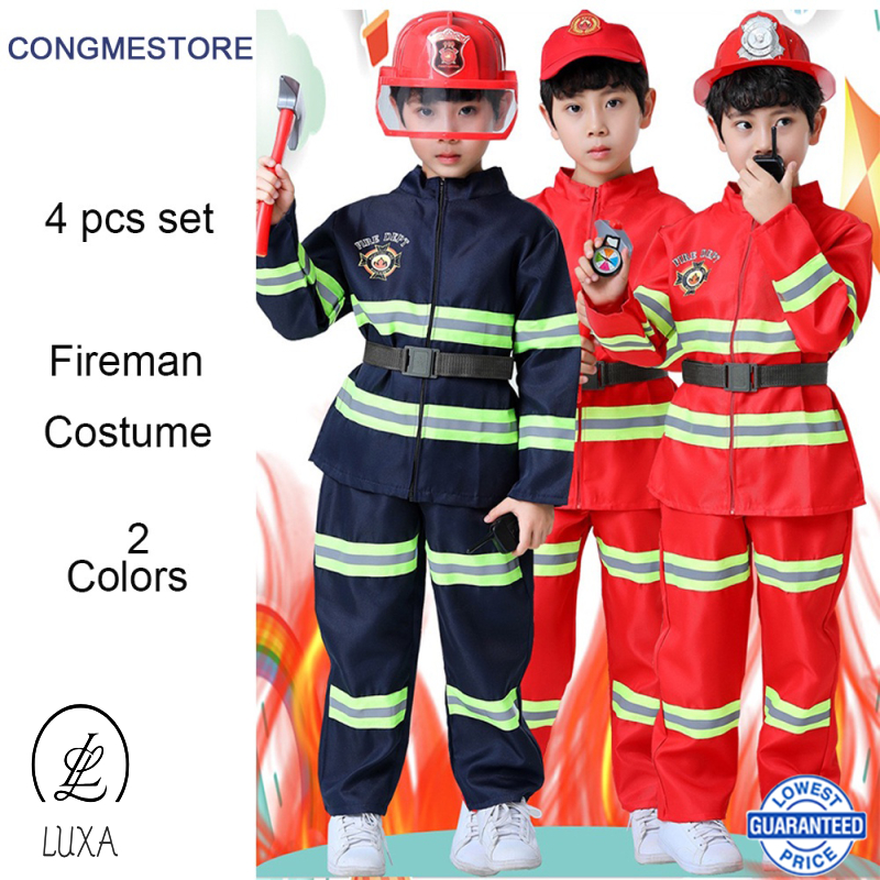 HNB Kds Sam Fireman Costume Uniform Cosplay Children Clothing Boy Girl ...