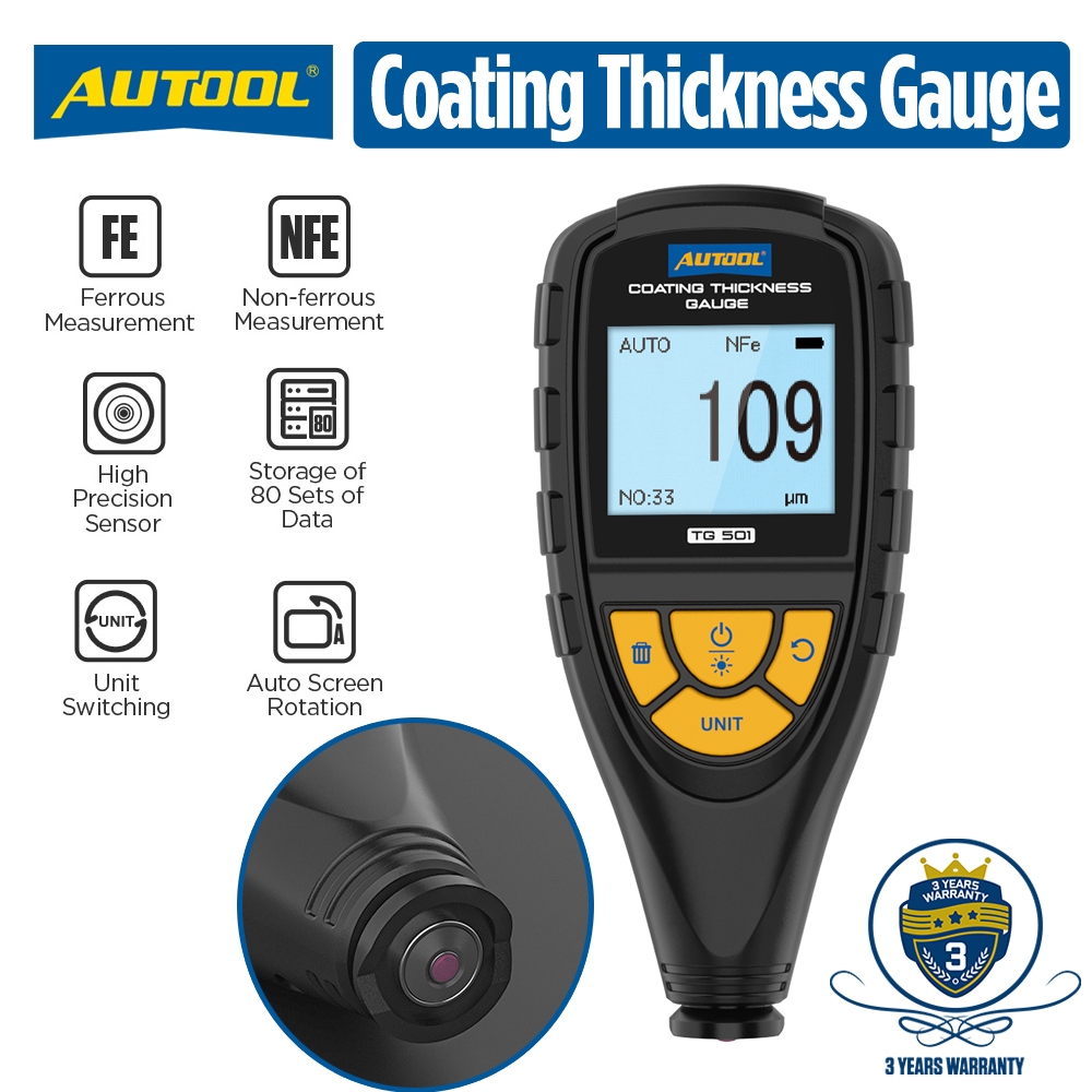 AUTOOL TG501 FE NFE Measuring Coating Thickness Gauge Paint Thickness ...
