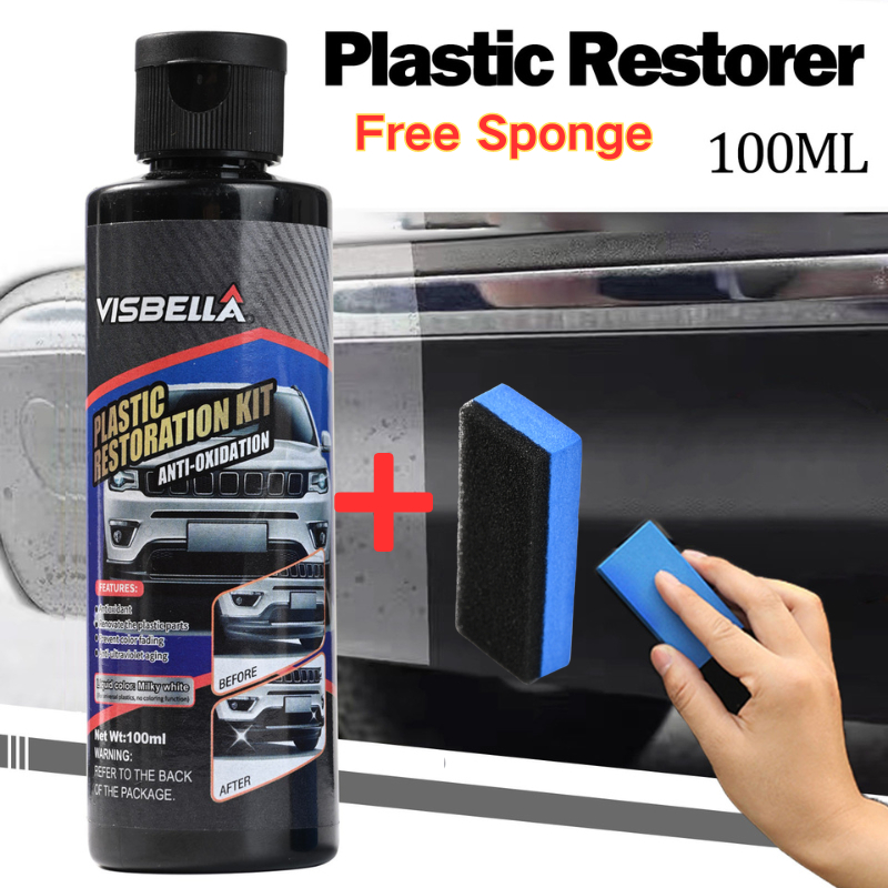 100ML Black Car Plastic Restore Rubber With Sponge Auto Restorer bumper ...