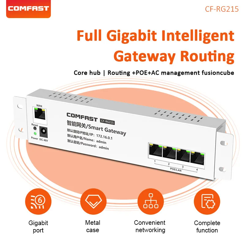 Comfast Gigabit Core Gateway 1WAN+4LAN/PoE Port 64 Users Load Balance ...
