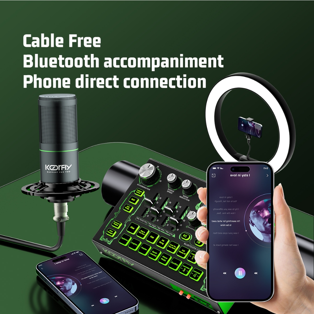 [Penjual Tempatan] KoorFly Live Sound Card KF01 48V Mikser Penghapusan ...