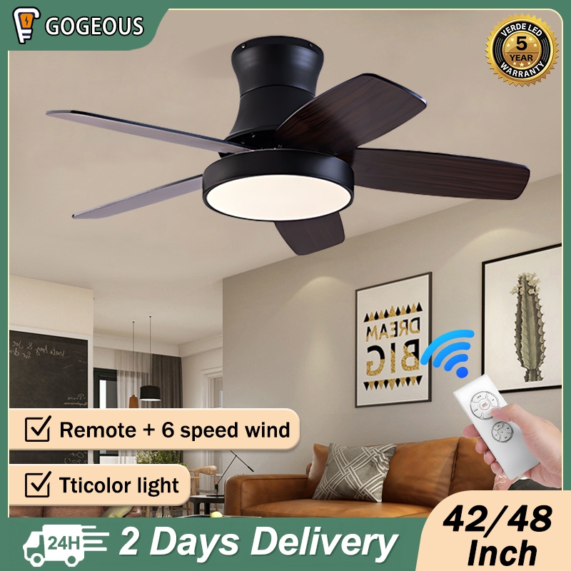 Nordic Modern Ceiling Fan With Light 42/48 Inch Wooden Fan Leaves ...