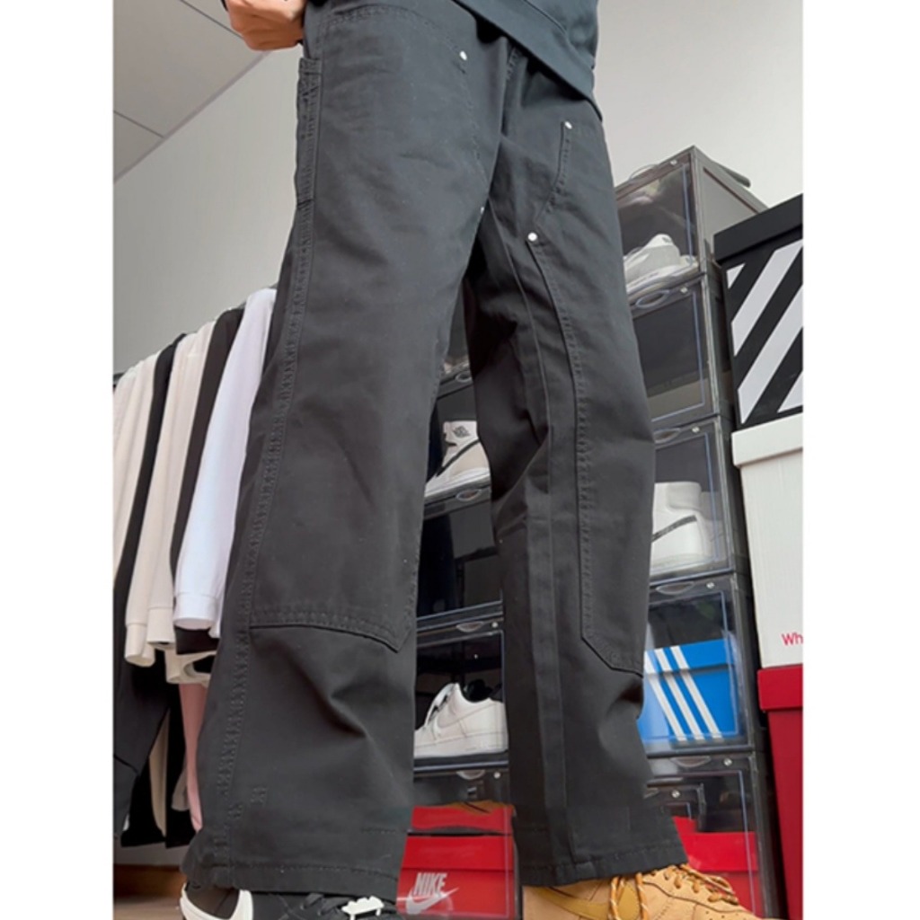 Black Overalls Men's Summer cleanfit American vibe Design Logging Pants ...