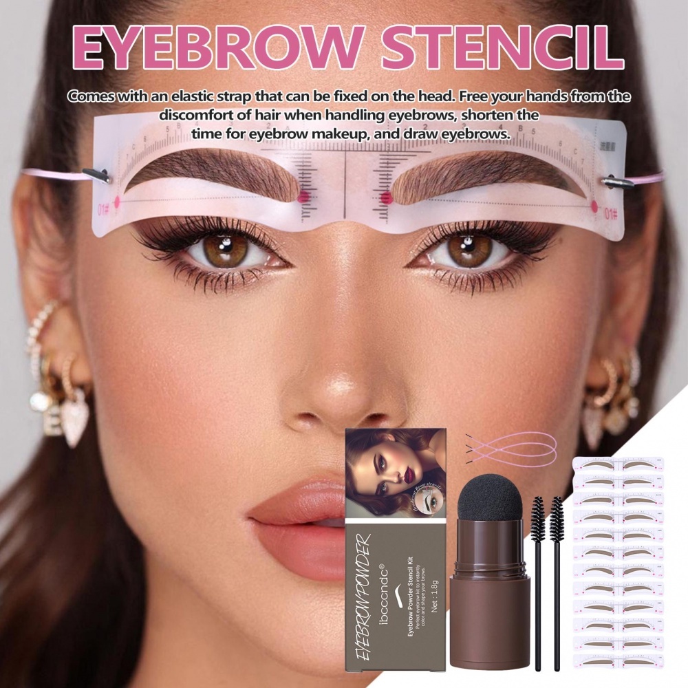 New Brow Stamp Kit Reusable Head Eyebrow Powder Stencil Kit Makeup ...