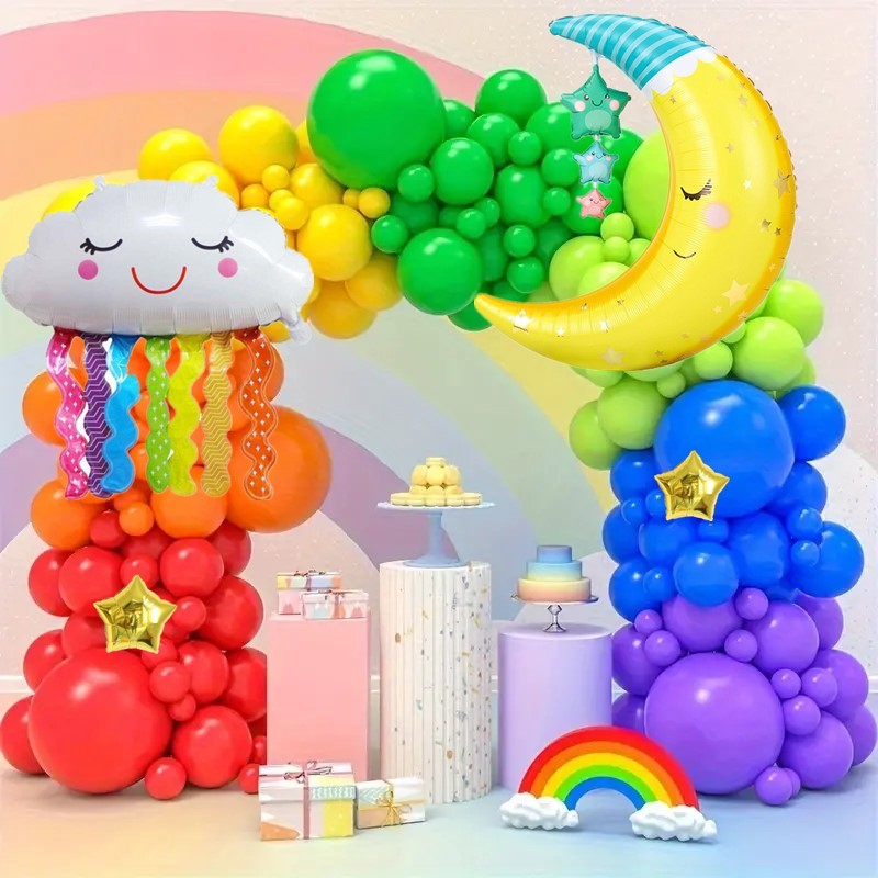161pcs Rainbow Balloon Set Birthday Balloon Chain Package Wedding ...