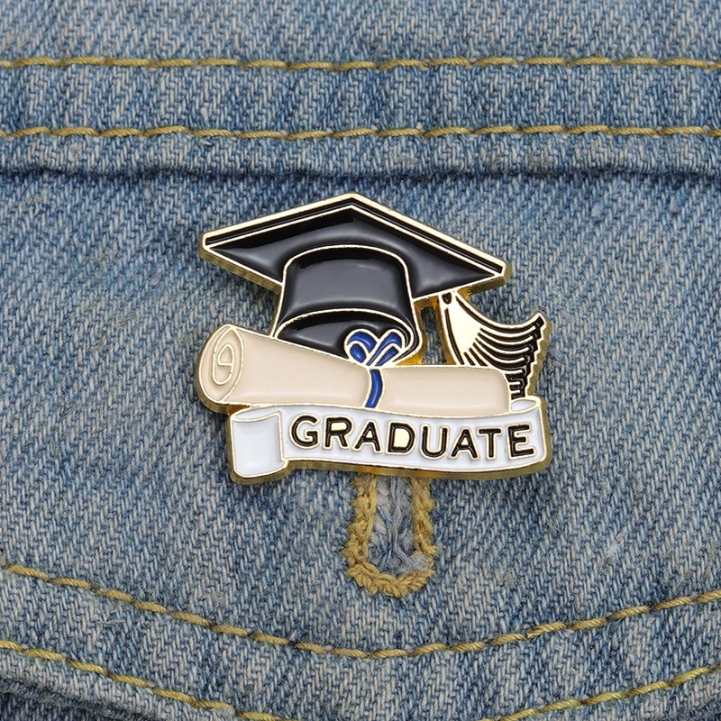 College Graduate Enamel Pins Brooches Bachelor Hat Graduation Brooch ...
