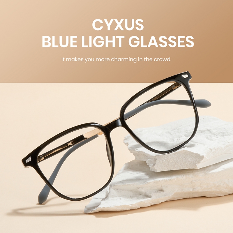 Cyxus Reverse Wing Square Round Frame Anti-blue Light Glasses TR90 ...