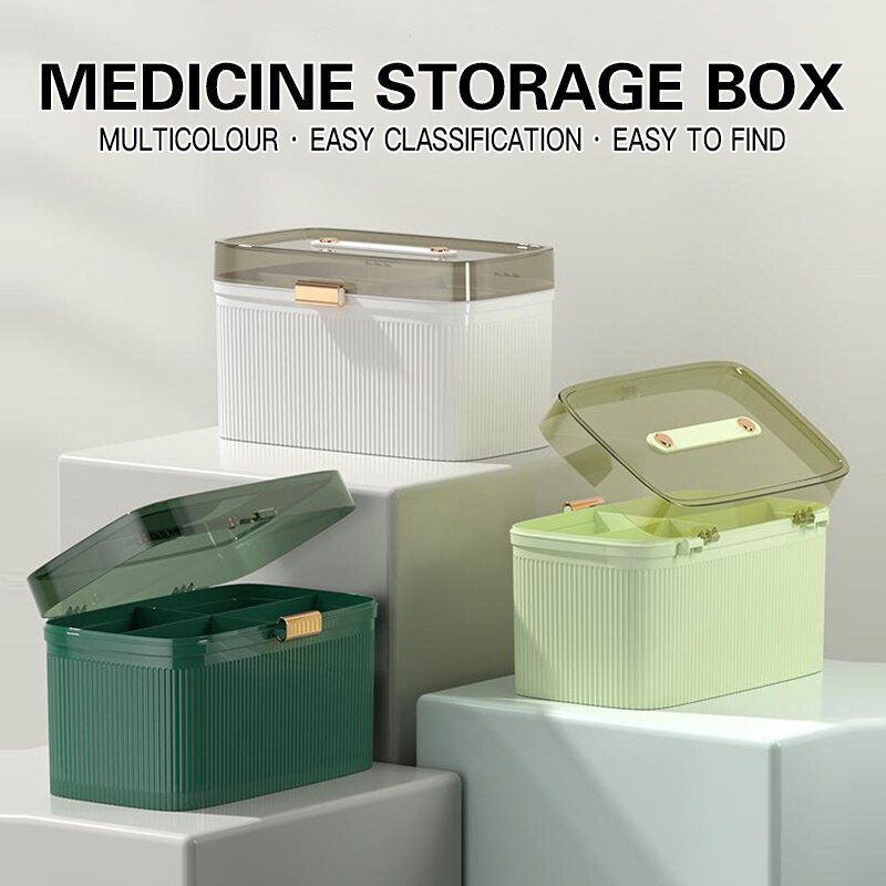 Multi-layer medicine box first aid transparent plastic medicine ...