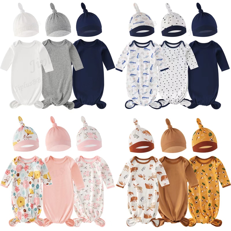 #JP579 Newborn Baby Swaddle Blanket baby Hat Set Muslin Swaddle Bedding ...