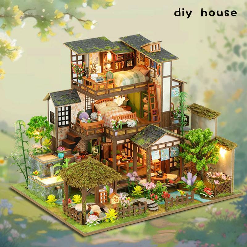 Diy Hut Courtyard Handmade Model Toy Large Attic Villa Antique House ...