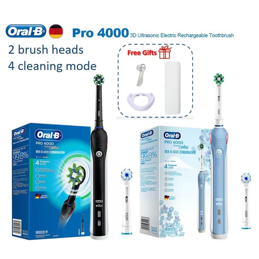 Hot Sales Oral b Pro4000 3D Ultrasonic Electric Toothbrush 4 Cleaning Modes | Shopee Malaysia
